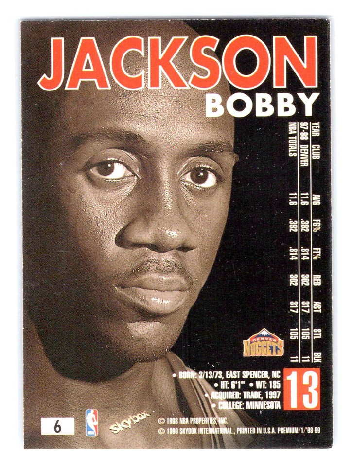 1999 Skybox Premium #6 Bobby Jackson Denver Nuggets | eBay