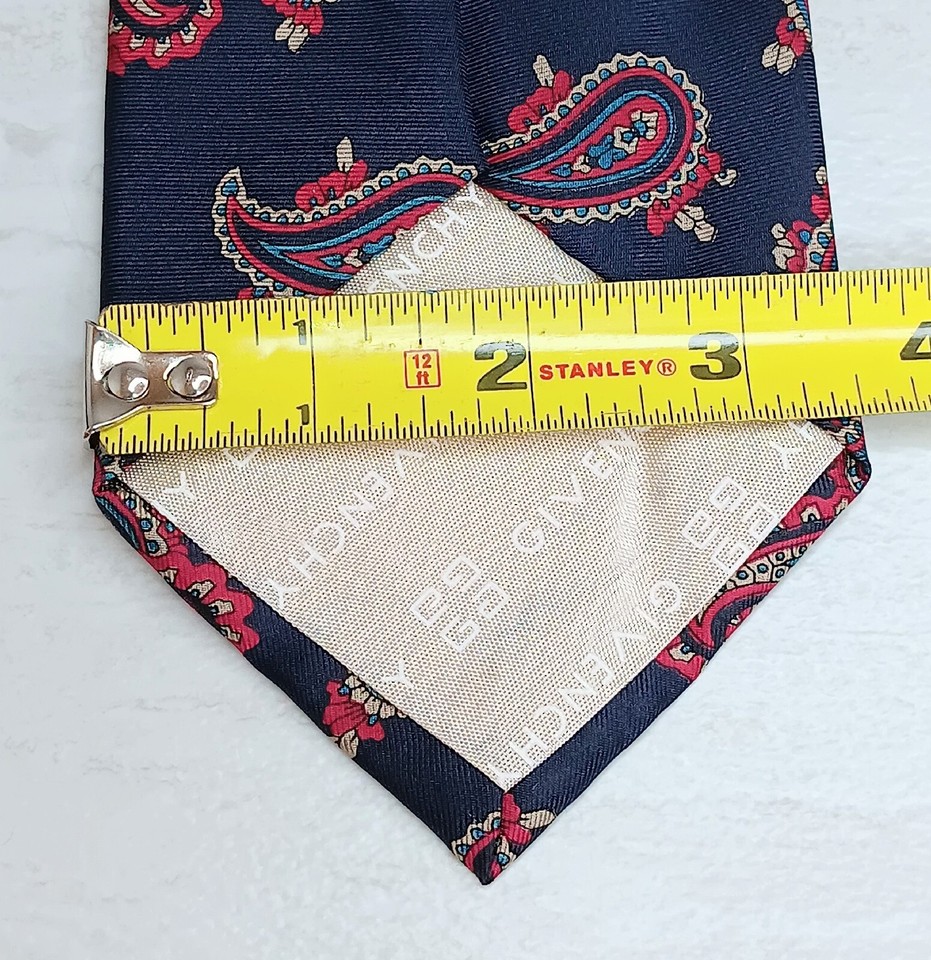 Vintage Givenchy Monsieur Men's Tie Designer Necktie 100% Silk Navy ...
