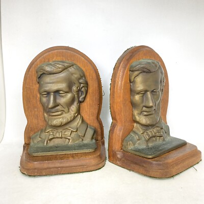 Vintage Pair VERONA Bronzed Cast Iron Bookends Abraham Lincoln ...