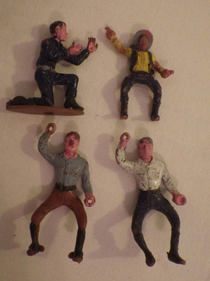 Vintage 1950 Lot of 4 Plastic Cowboy Figures Approx 3" Tall | eBay