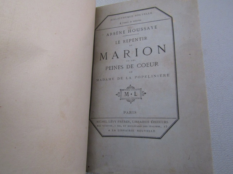Le repentir de Marion / Houssaye 1865 / E.0. / A50 | eBay UK
