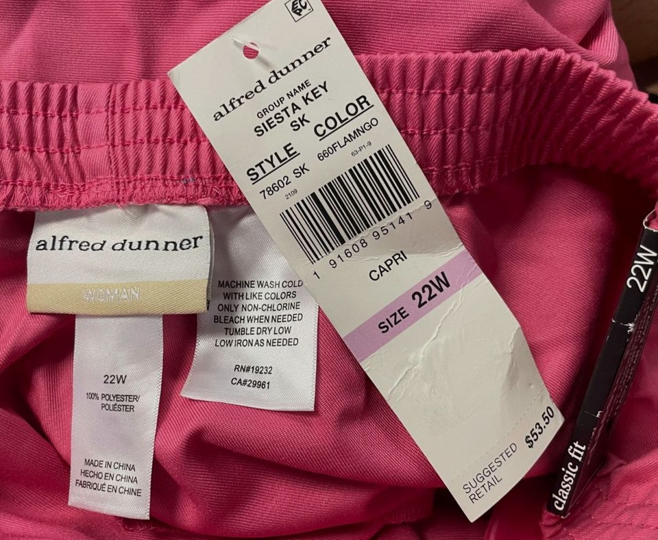 $54 Alfred Dunner Women's Pink Siesta Key Heat Set Capri Pants Plus ...