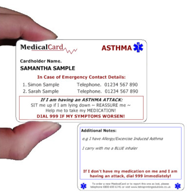 MEDICAL ALERT CARD ASTHMA ! | eBay UK