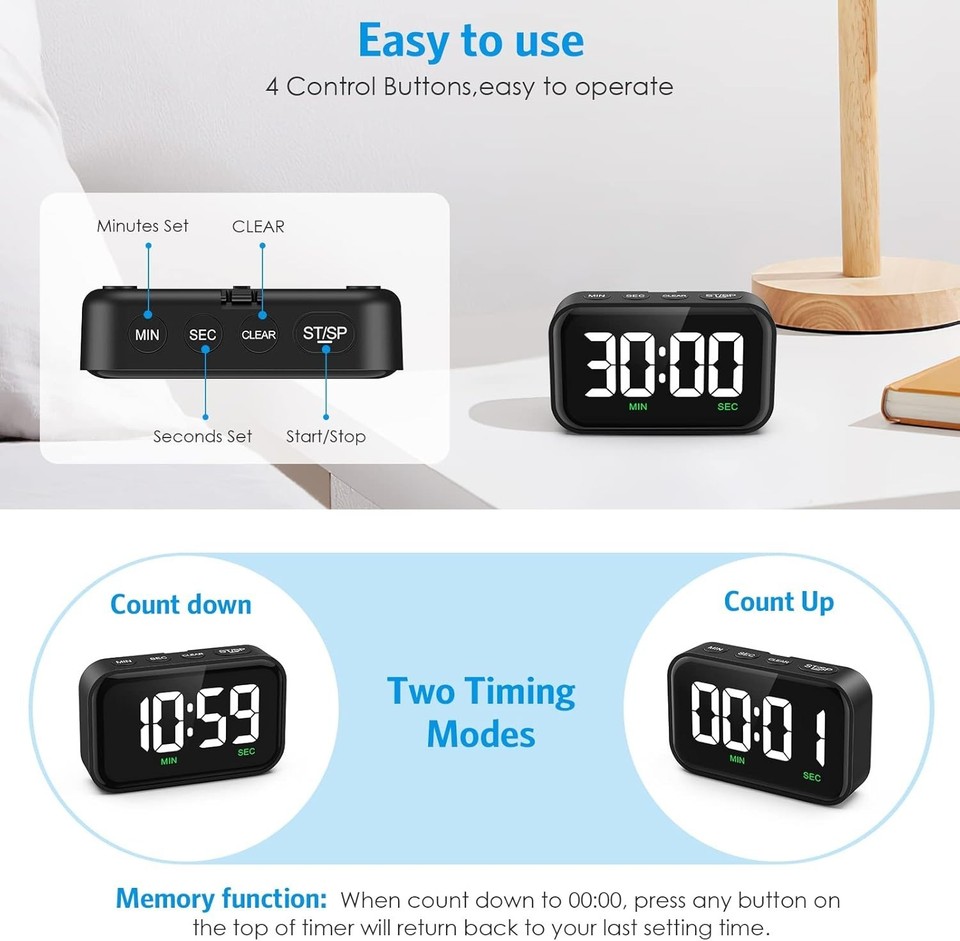 Newest Digital Timer, 3.5In Visual Timer Accurate Kitchen Timer ...