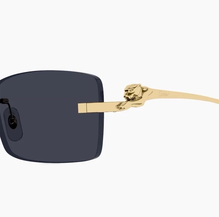 Cartier Panthère CT0430S 001 Gold Metal Dark Grey Rimless Sunglasses ...