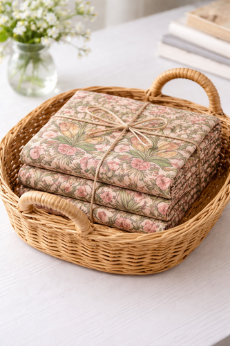 Indian Handmade Cotton Fabric Floral Block Print Beige Pink Quilting 3 ...