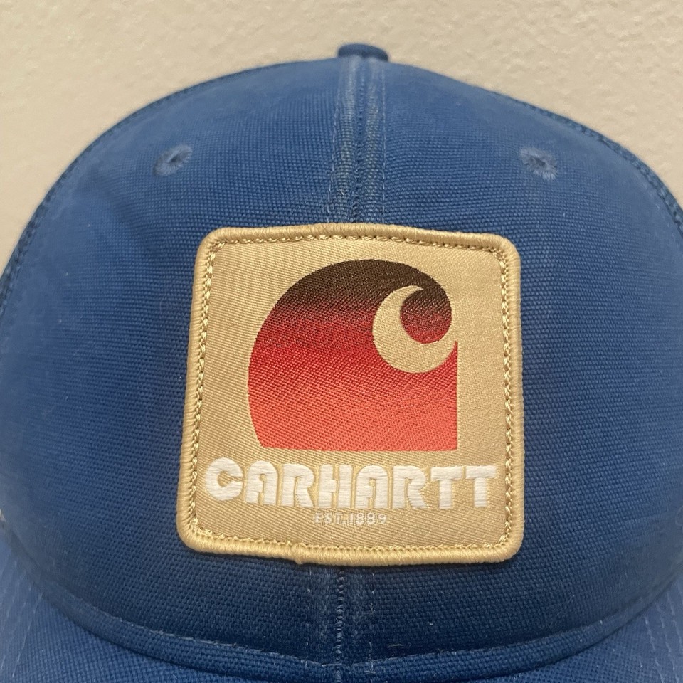 CARHARTT Retro Logo C Patch Blue Snapback Canvas Mesh Cap One Size Mens ...