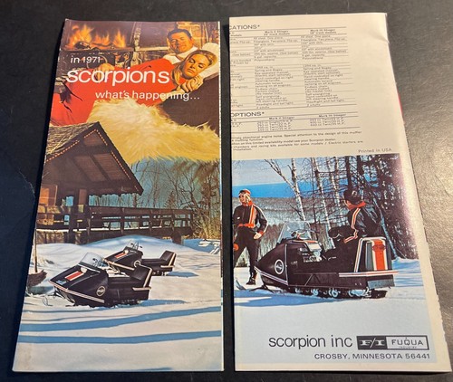 VINTAGE 1971 SCORPION SNOWMOBILE LEAFLET SALES BROCHURE OPENS TO 8" X ...
