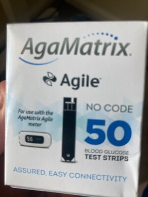 AgaMatrix Agile Pack of 50 blood glucose test strips, no code. no ...