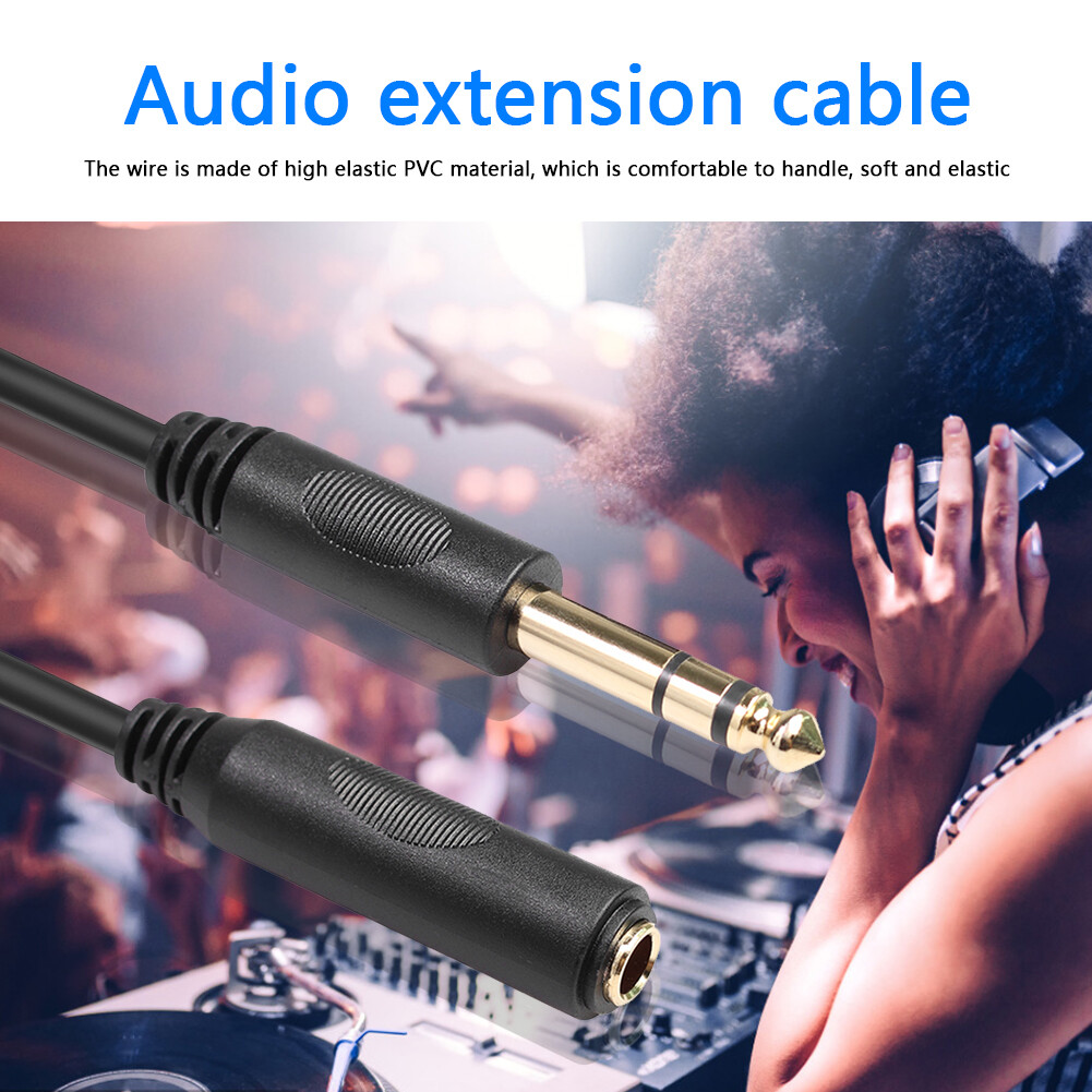 1.8m 6.35mm Audio Extension Cable 1/4 Male to Female Stereo for Mixer ...