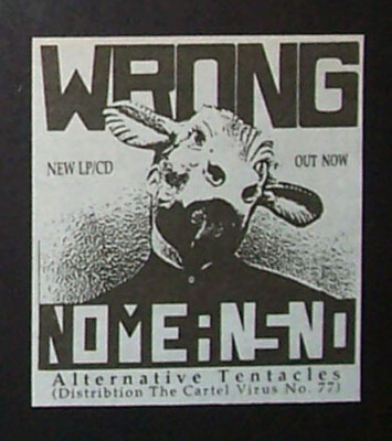 Wrong Nomeinsno (Alternative Tentacles) 1989 Advert, Promo Ad | eBay