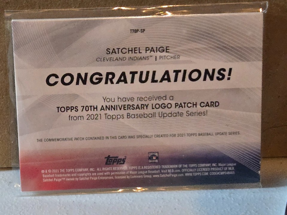 topps 2021 update 70th logo commemorative patch card #T70P-SP Satchel ...