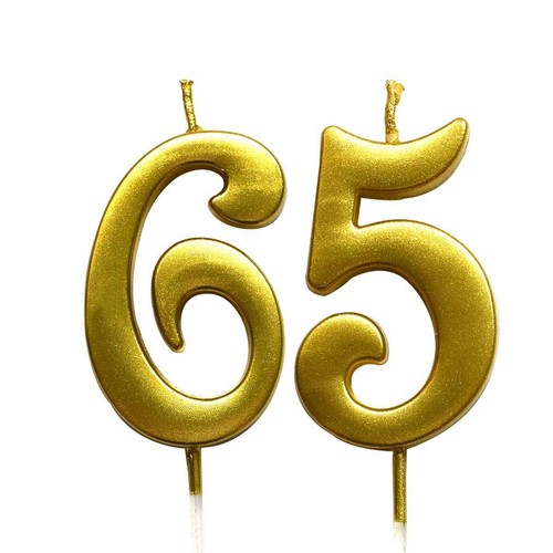 Gold 65th Birthday Numeral Candle Number 65 Cake Topper Candles Party ...