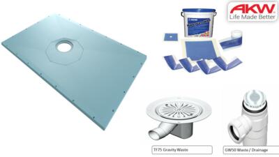 AKW Tuff Form8 Wet Room Shower Former Tray Walk-in Base, Tanking Kit ...