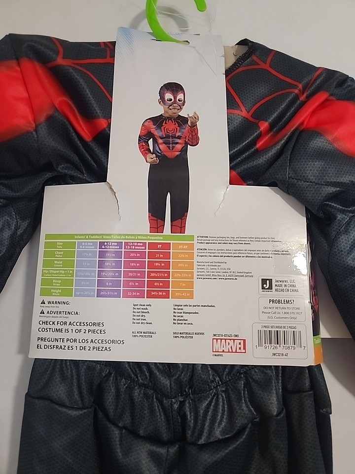 2 Piece Amazing Spider-man Toddler Costume Size-4T Eyes On Hood! New ...