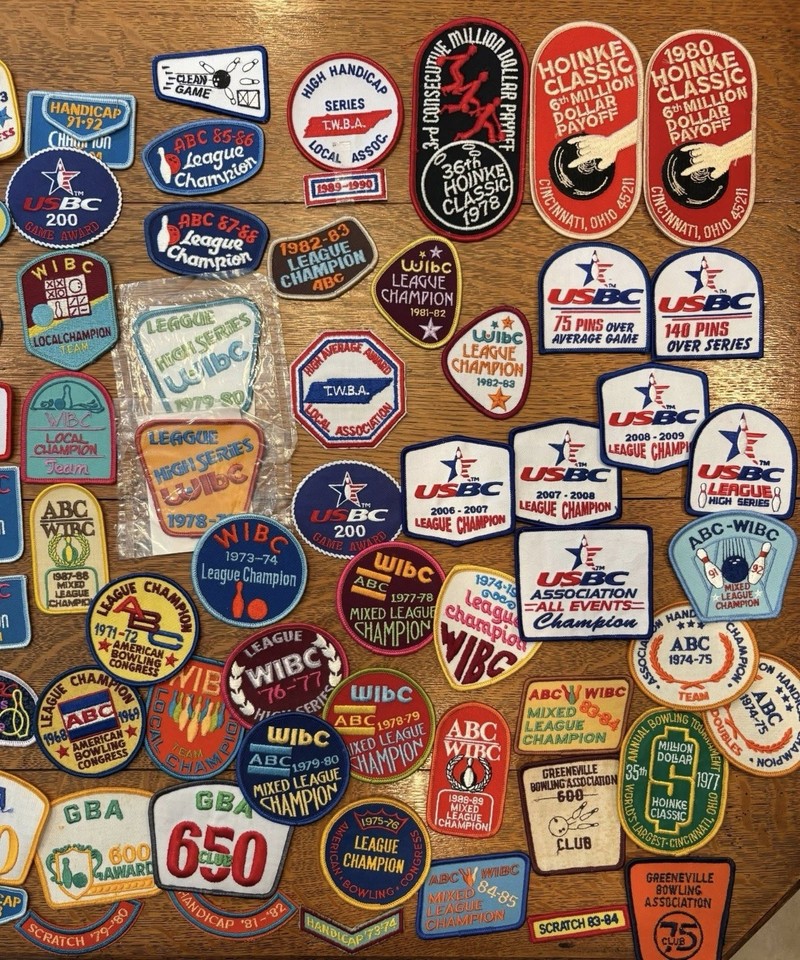 134 Vintage ABC WIBC USBC Embroidered Bowling Shirt Patches Lot 100 ...