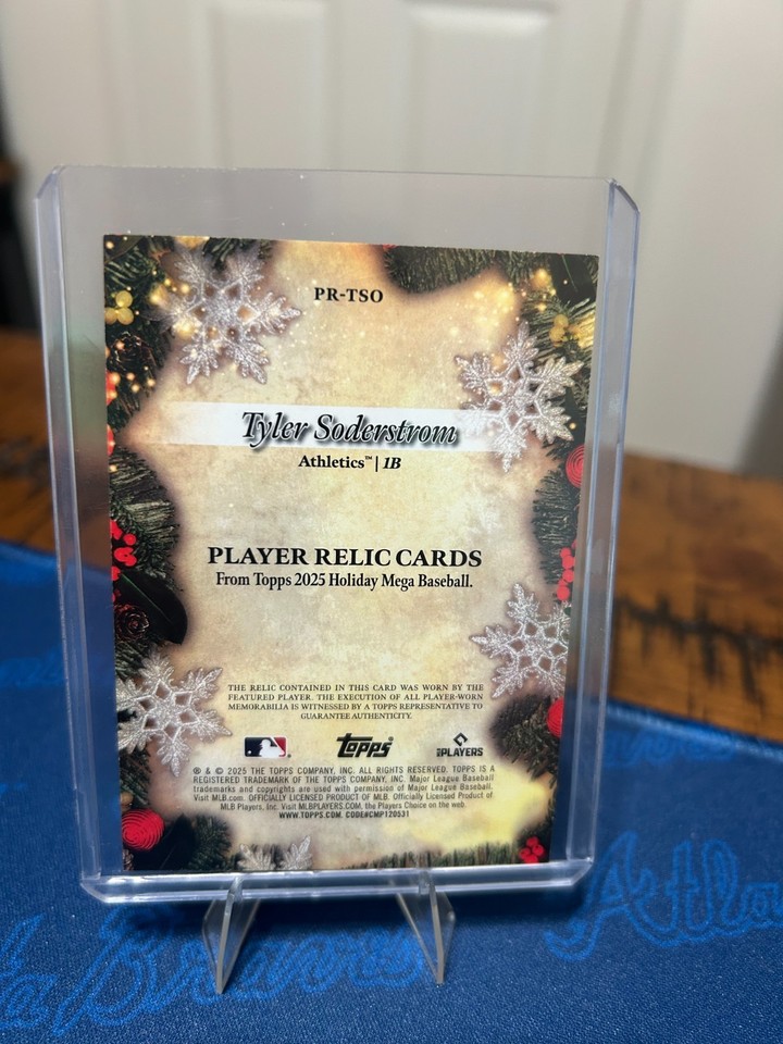 Tyler Soderstrom 2025 Topps Holiday Player Relic Card #PR-TSO Oakland ...