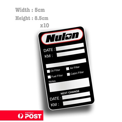 NULON Oil Change Service Reminder x10 Stickers , Cars Trucks Utes ...