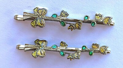 Vintage Hair Pins - Pair of Yellow/Green Flower Bobby Pins | eBay