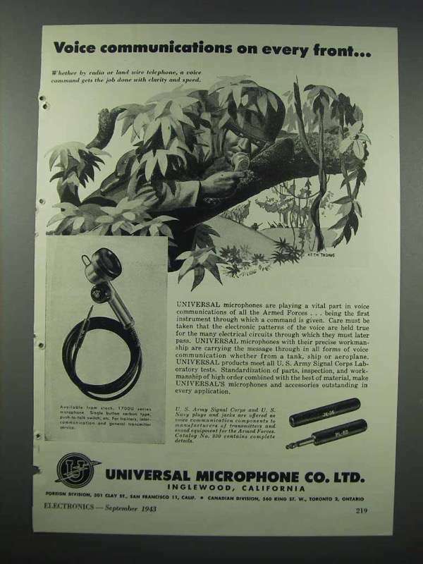 1943 Universal Microphone 1700U Series Microphone Ad | eBay
