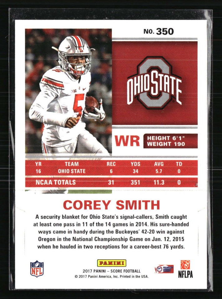 Corey Smith 2017 Score #350 FOOTBALL Card | eBay
