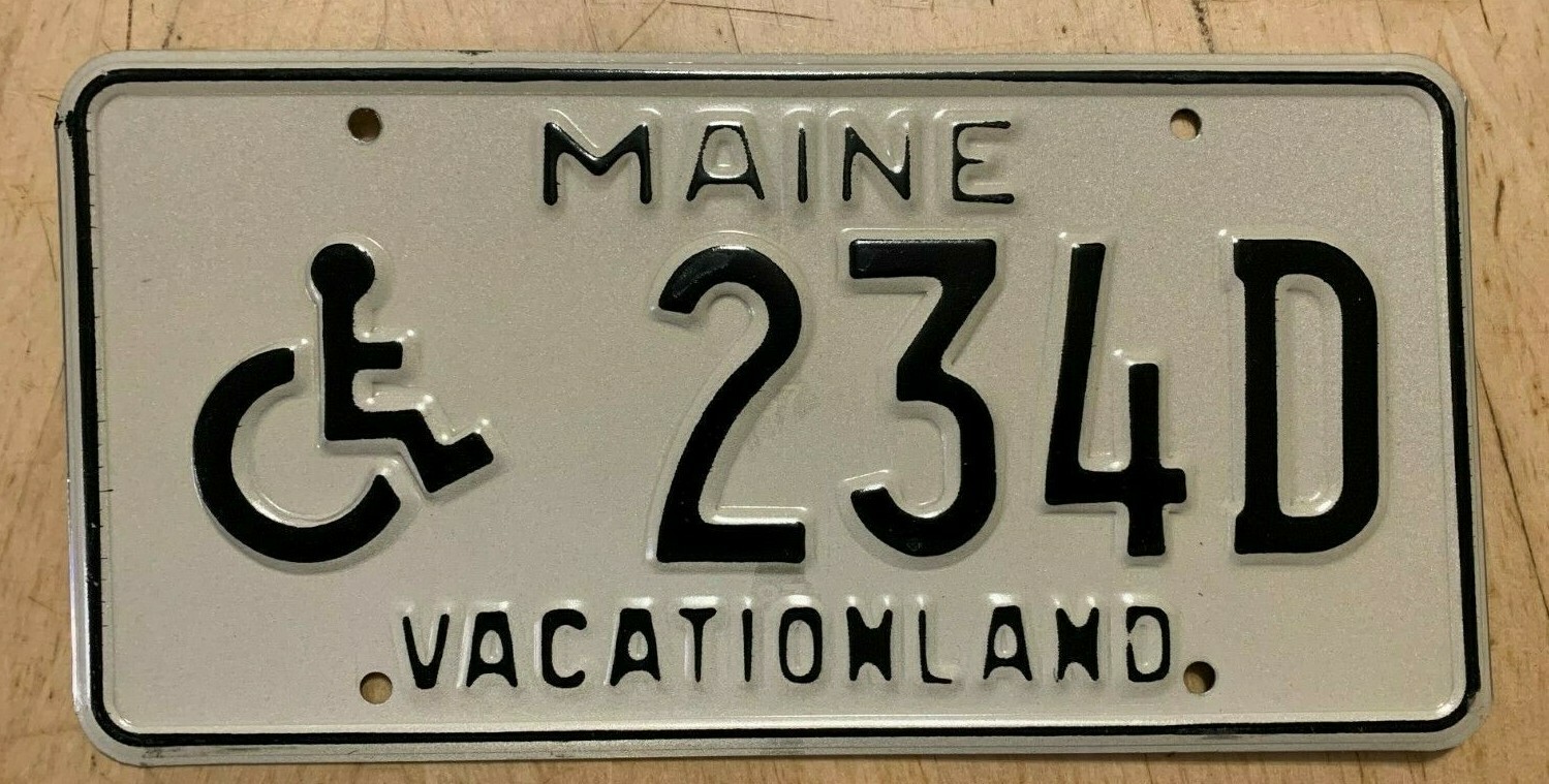 MAINE DISABLED PERSON HANDICAPPED LICENSE PLATE " 234 D " ME WHEELCHAIR ...