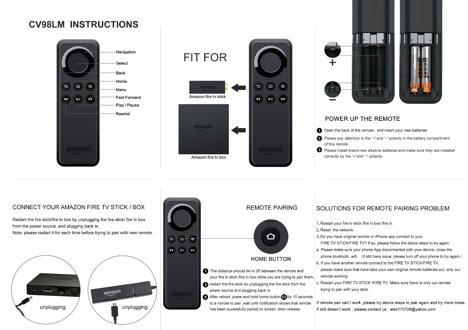 CV98LM Replaced Bluetooth Remote Control for Amazon TV Stick Clicker ...