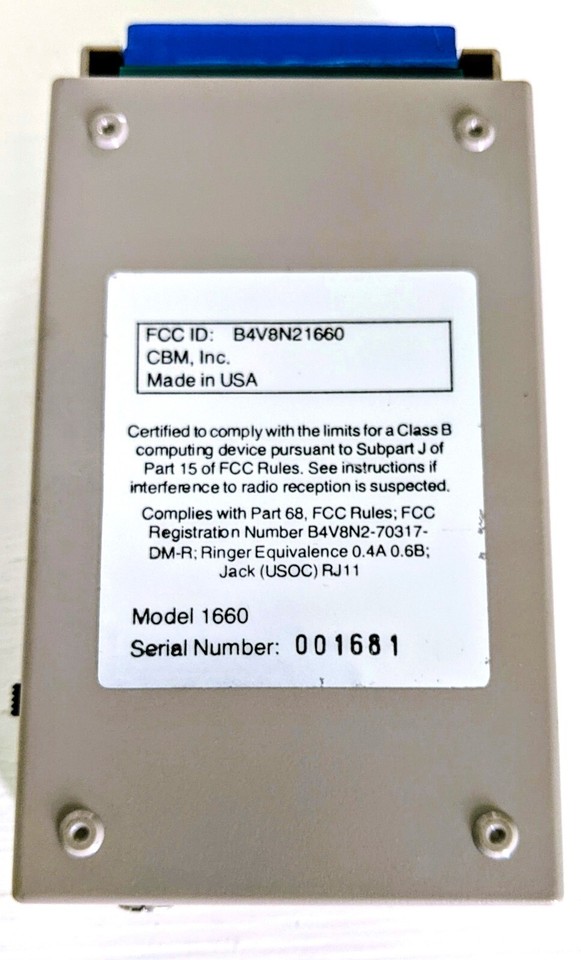 1985 Vintage Commodore 1660 Modem / Baud 300 for 64/128 Computers, Free ...