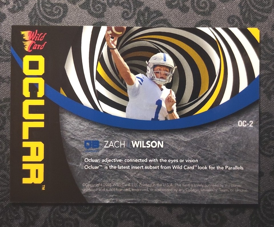 2021 Wild Card Alumination Zach Wilson RC - Ocular Yellow New York Jets ...
