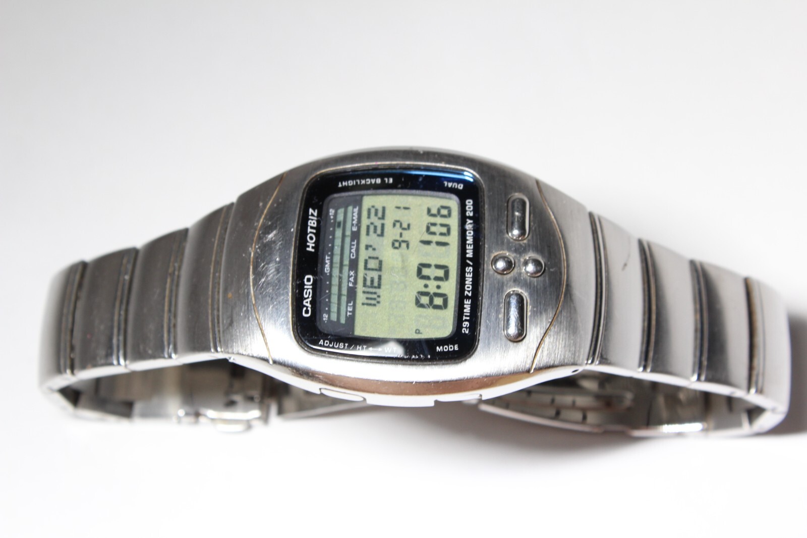 CASIO DATA BANK HOTBIZ HBZ-110 silver retro watch vintage casual ...