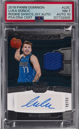 2018 Panini Dominion Rookie Showcase Jersey Autos Luka Doncic /49 PSA 7 ...