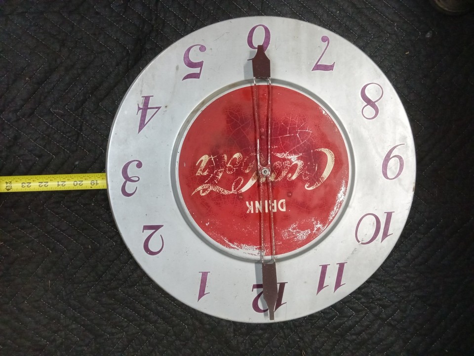 Vintage Coca Cola Silver Clock - round metal 1950's Coke Clock **PARTS ...