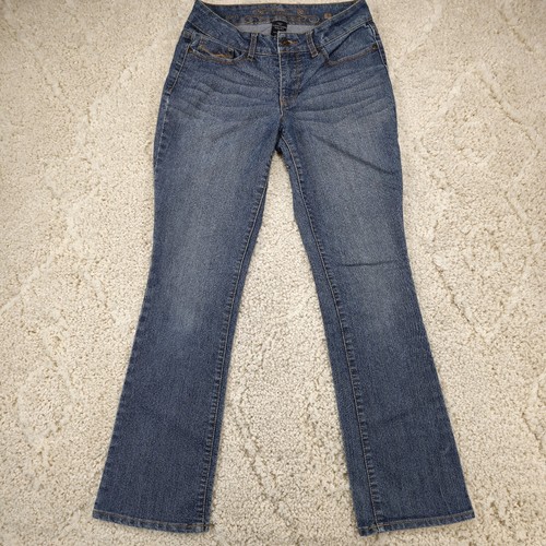 Faded Glory Bootcut Med Wash Mid Rise Denim Jeans Size 8 Curvy Stretch ...