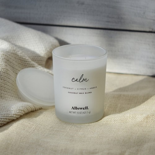 Allswell Calm (Coconut + Citrus + Amber) Scented 2-Wick 15oz Spa Jar ...