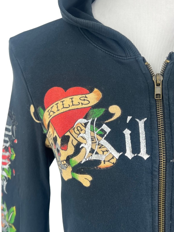 Vintage 2000s Ed Hardy Christian Audigier Black Graphic Logo Sweater ...