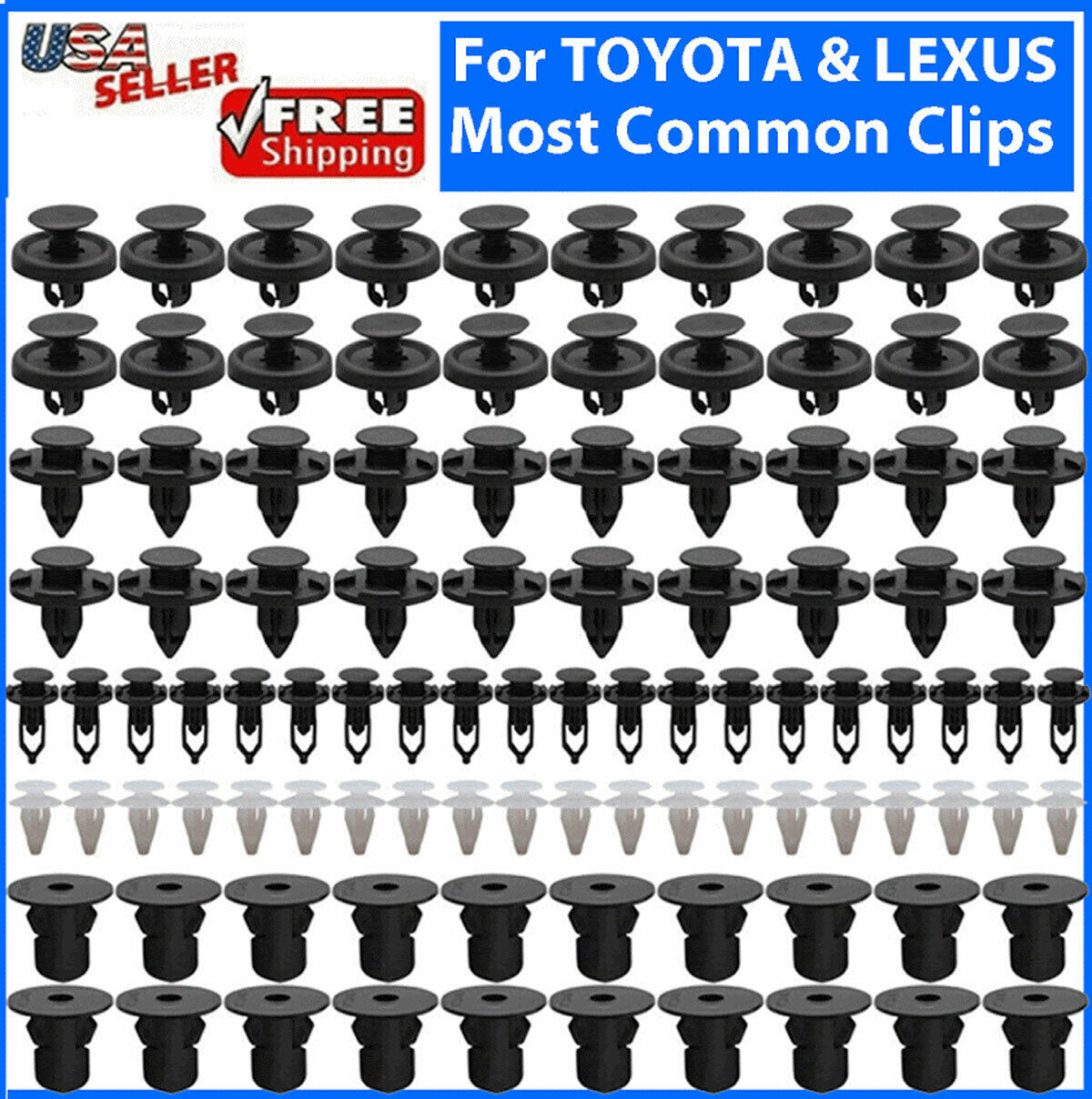 100x TOYOTA & LEXUS Trim Panel Clips Bumper Fender Push Pin Rivet 7 8 ...