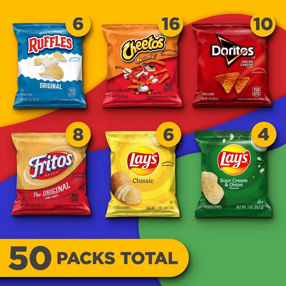 Frito-Lay Classic Mix Variety Pack – 50 Count – Assorted Chips for ...