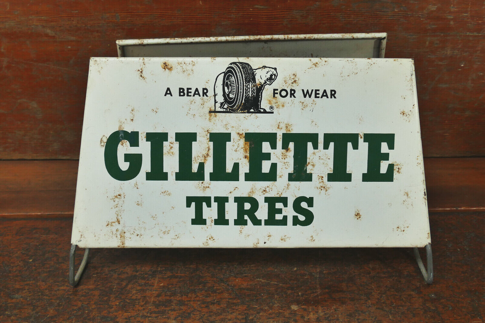 Vintage 1950s Original GILLETTE TIRES Metal Tire Diplay Stand Gas Oil ...