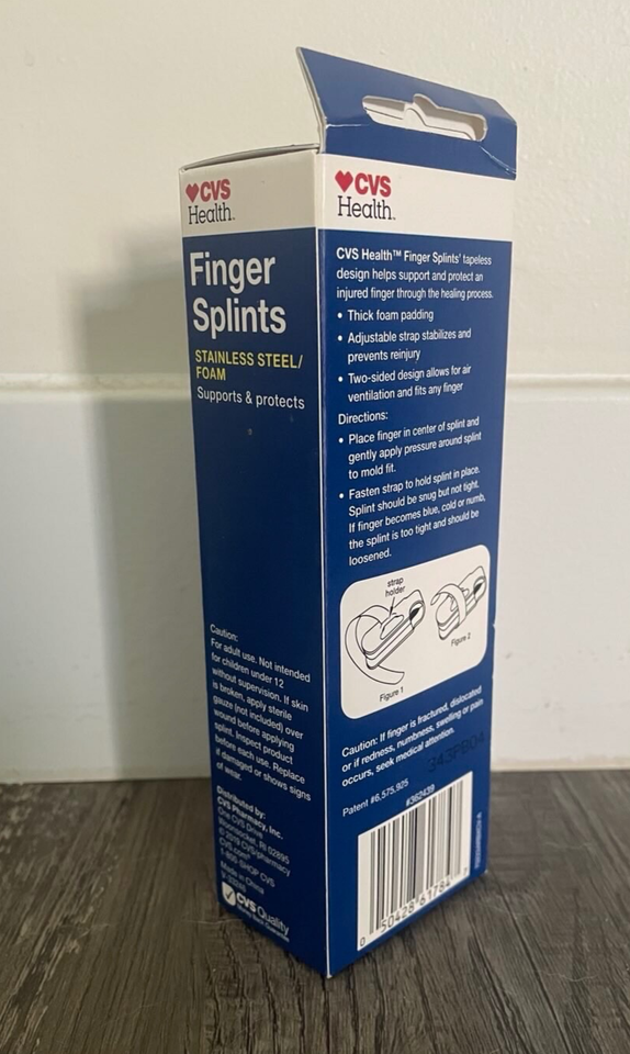 CVS Stainless Steel/Foam Deluxe Finger Splints Support Protect New in ...