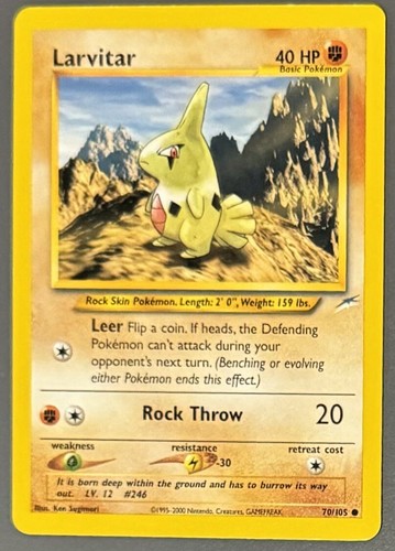 Pokémon TCG Larvitar 70/105 and Dark Pupitar 38/105 Pair Near Mint Neo ...