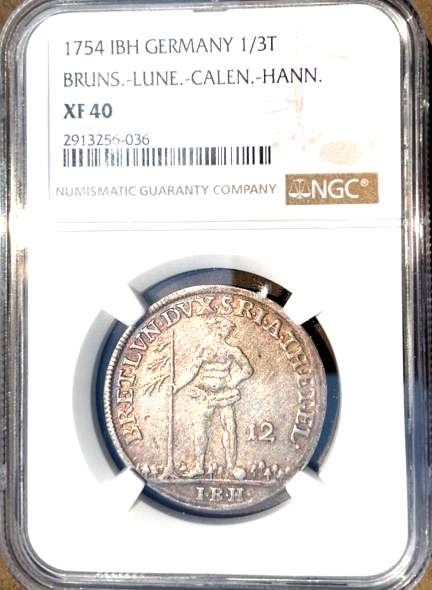 1754 IBH German States Brunswick Luneburg Wildman 1/3 Taler NGC XF 40 ...