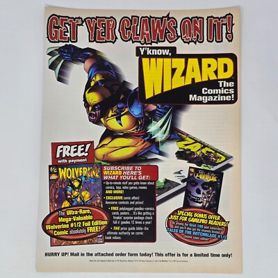 Wolverine Wizard Comics Magazine Claws Print Ad/Poster Promo Art | eBay