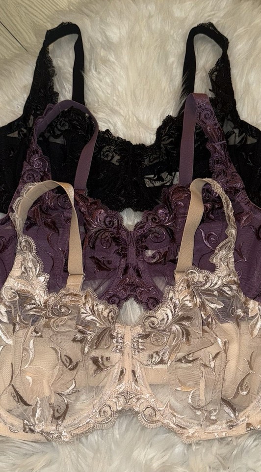 3 Soma Sensuous Lace Unlined Bras Sheer Embroidered Mesh Unlined Womens ...