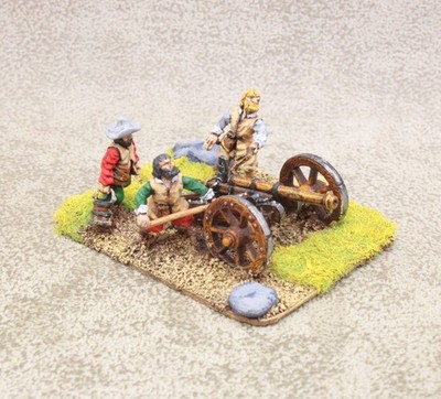 28mm ECW metal ARTILLERY Gun & 3 Crew Very Well Painted English Civil ...