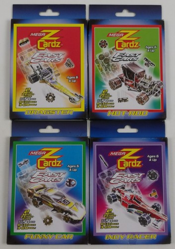 Mega Z Cardz: Fast Cars Set of (4) NEW Dragster Funny Car Hot Rod Indy ...
