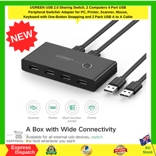 UGREEN USB 2.0 Sharing Switch 2 Computers 4 Port USB Peripheral ...