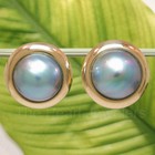 14kt Yellow Gold Omega Clip Gold Border Design 15mm White Mabe Pearl ...