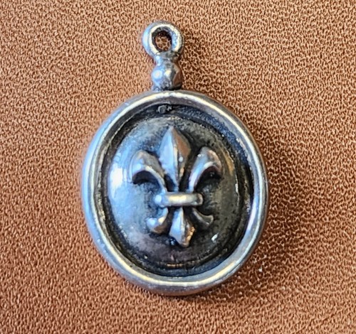 Vintage - Petite Sterling Silver Fleur de Lis Oval Charm - Roma | eBay
