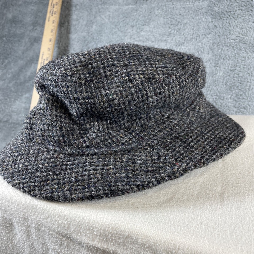 VTG Harris Tweed LL Bean bucket hat Men Large Gray Waterproof 100 % ...