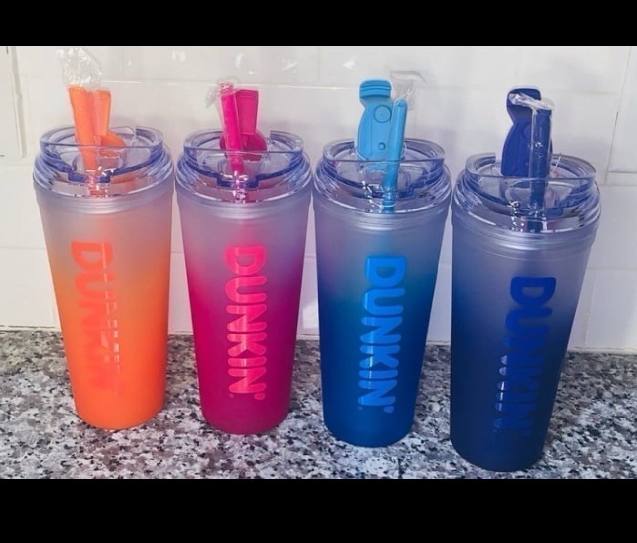 Dunkin' Summer 2024 Ombre Plastic Insulated 24oz Tumbler Set Of 4 | eBay
